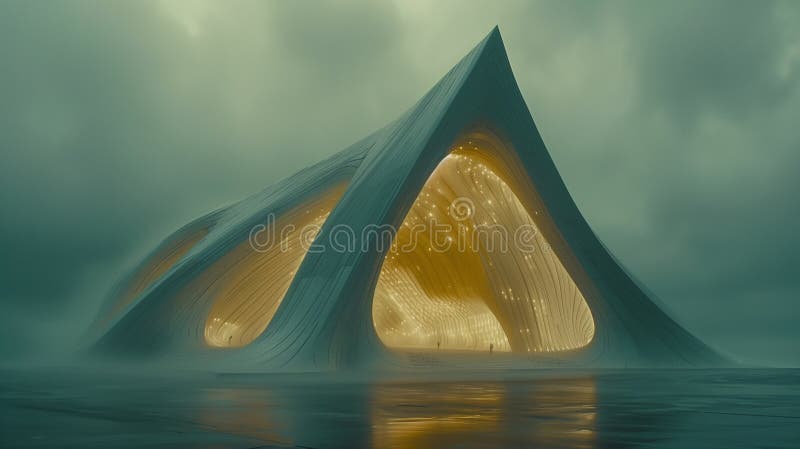 Futuristic Architectural Structure with Illuminated Interior Stock ...