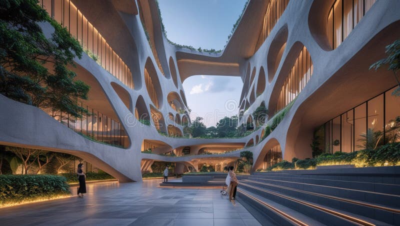 Futuristic Architectural Structure with a Layered Design Stock Image ...