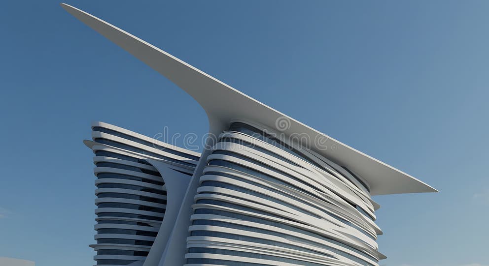 Futuristic Architectural Structure with Sleek, Curved Forms and ...