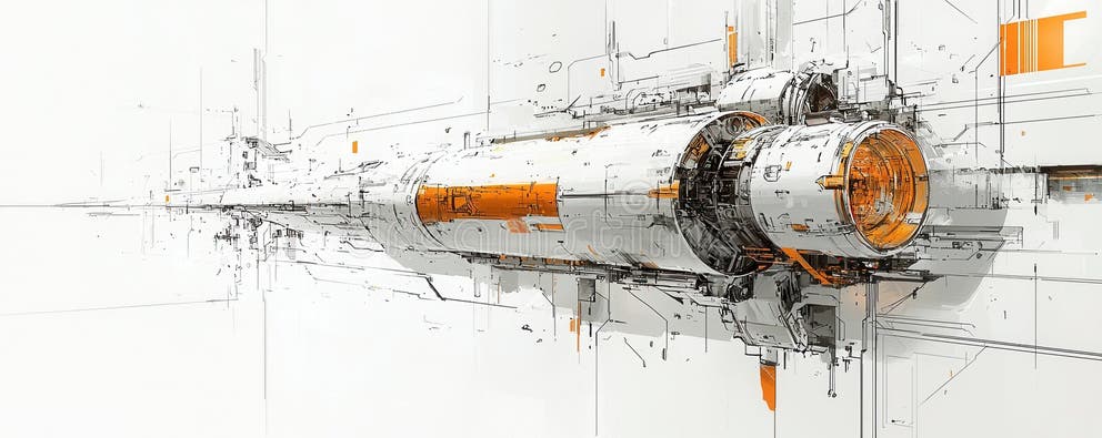 Futuristic Architectural Technical Drawing with Detailed Space ...