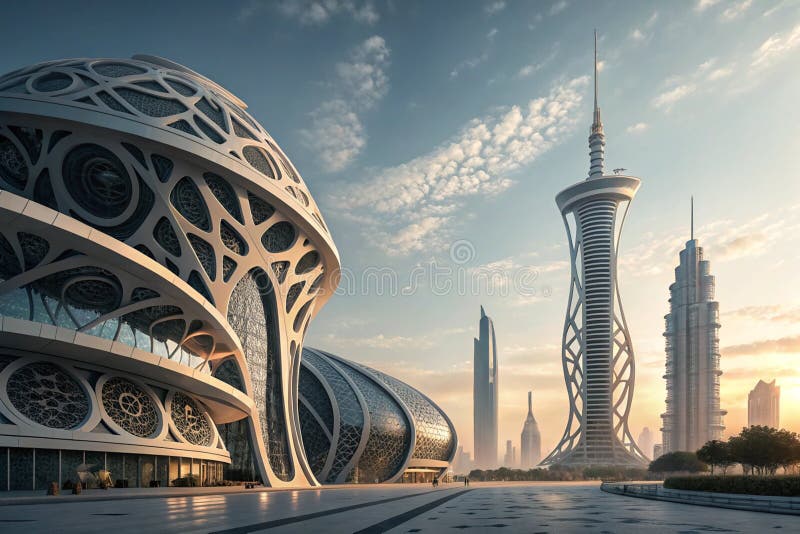 Futuristic Architecture Background Bionic Pattern in Design 3d Render ...