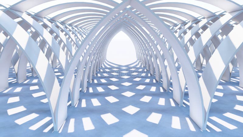 Futuristic Architecture Background Design Columns in Interior 3d Render ...