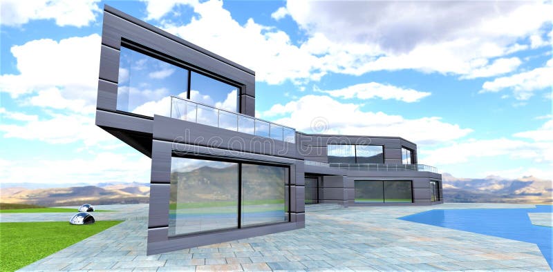 Futuristic Architecture. the Building is Oddly Shaped. Sharp Corners ...