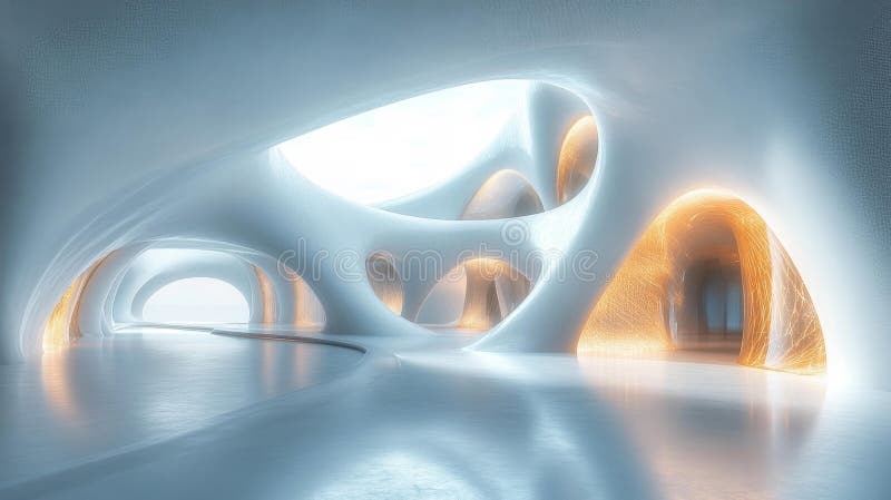 Futuristic Architecture Design with Smooth Curves and Illumination ...