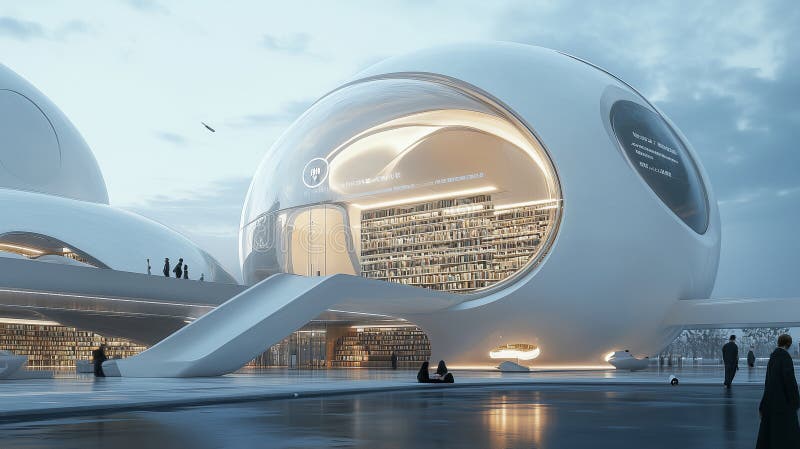 Futuristic Architecture with a Large Spherical Building Featuring a ...