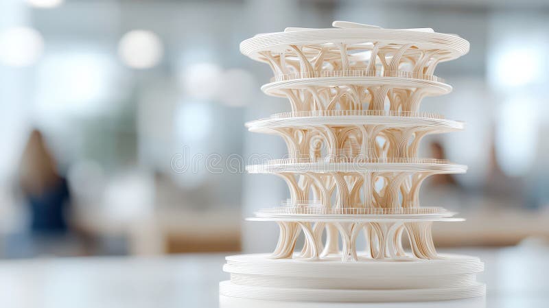 Futuristic Architecture Model, Circular Tower Design Stock Illustration ...