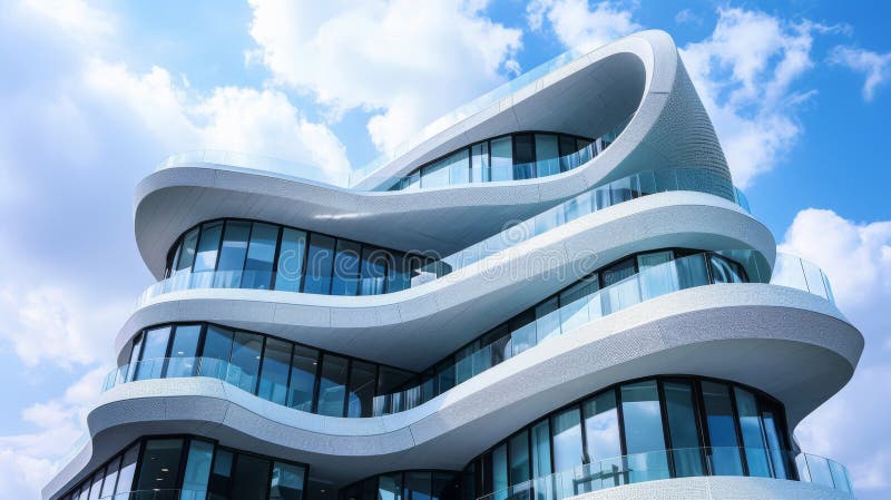 Futuristic Architecture of a Modern White Building Against Blue Sky ...