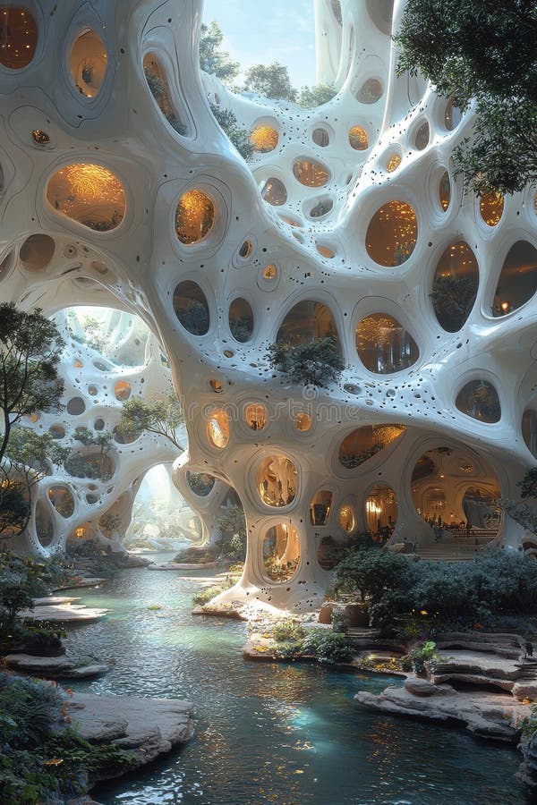 Futuristic Architecture with Organic Shapes and Natural Elements ...