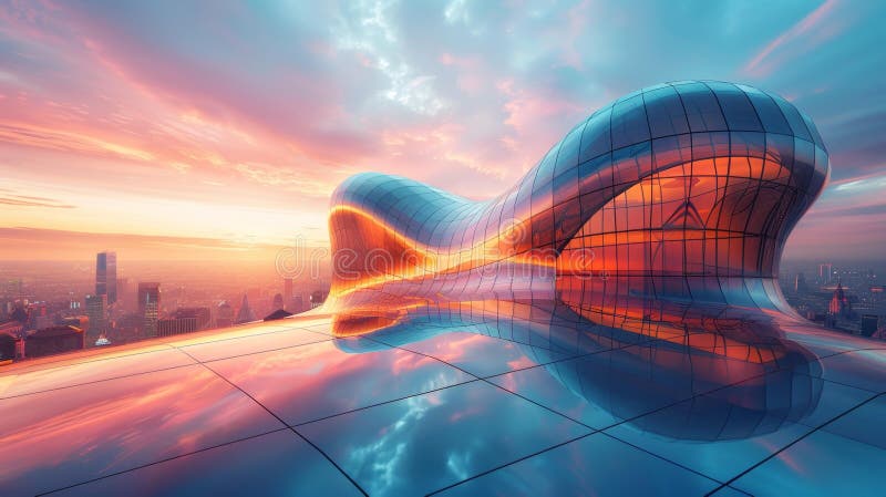 Futuristic Architecture Sunset Generative Ai Stock Illustration ...