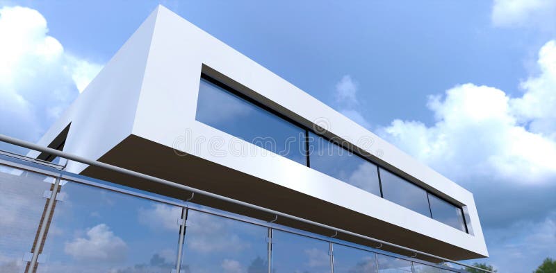 Futuristic Architecture. View from Below on a Rectangular Room Finished ...