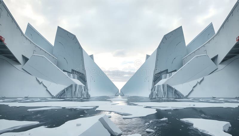 Futuristic Arctic Architecture Landscape Stock Image - Image of white ...