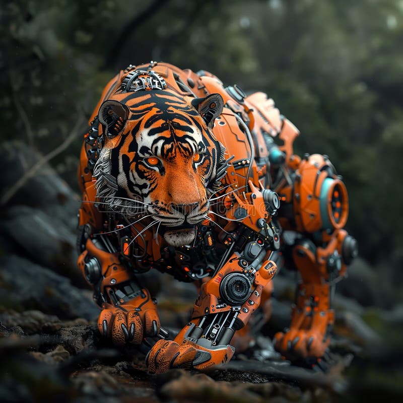 Armed War Tiger Mechanical Robot Warrior.Generative Ai Stock ...