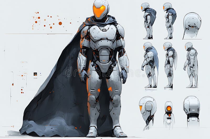 Futuristic Armor Design with Character Study Showing Side and Front ...