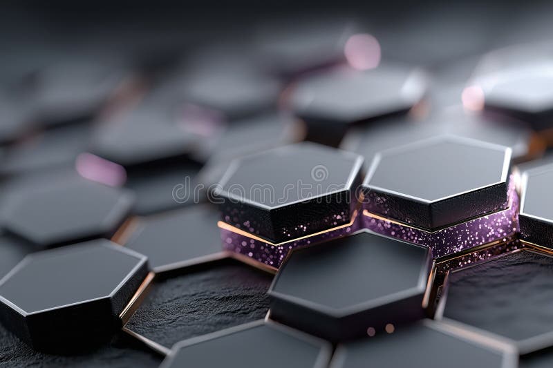 Titanium Hexagonal Shield Pattern Glowing Softly with Subtle Violet ...