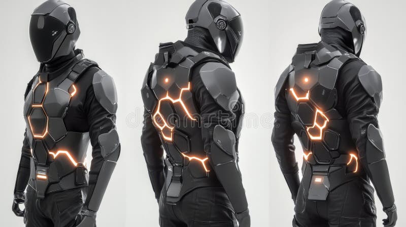 Futuristic Armored Suit Design with Illuminated Elements and Sleek ...