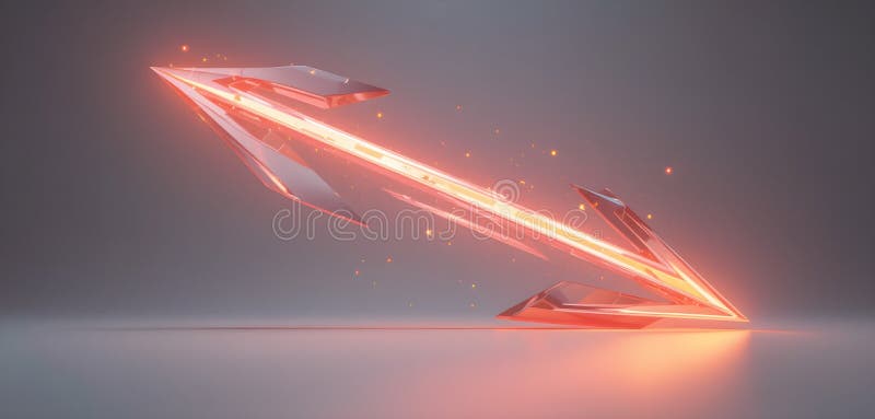 Futuristic Arrow Like Structure with Glowing Core and Particles Stock ...