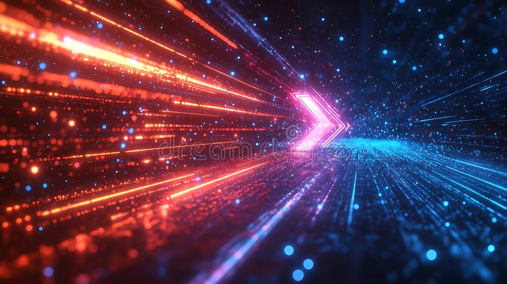 Futuristic Arrow Navigating through a Digital Data Stream Representing ...