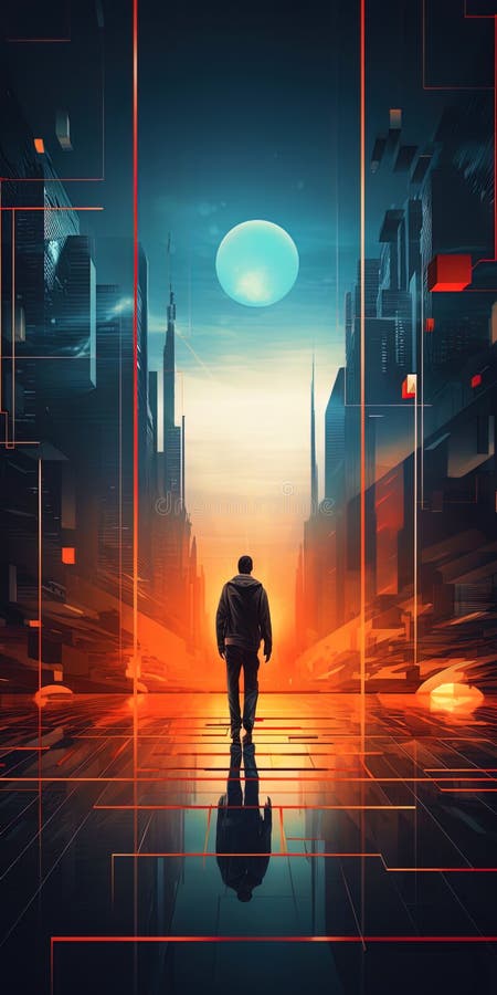 Futuristic Art with Geometric Shapes and Bright Contrast Stock ...