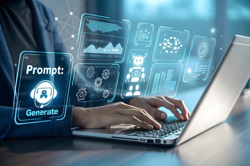 "Futuristic AI Chatbot and Machine Learning Digital Interface" Stock ...