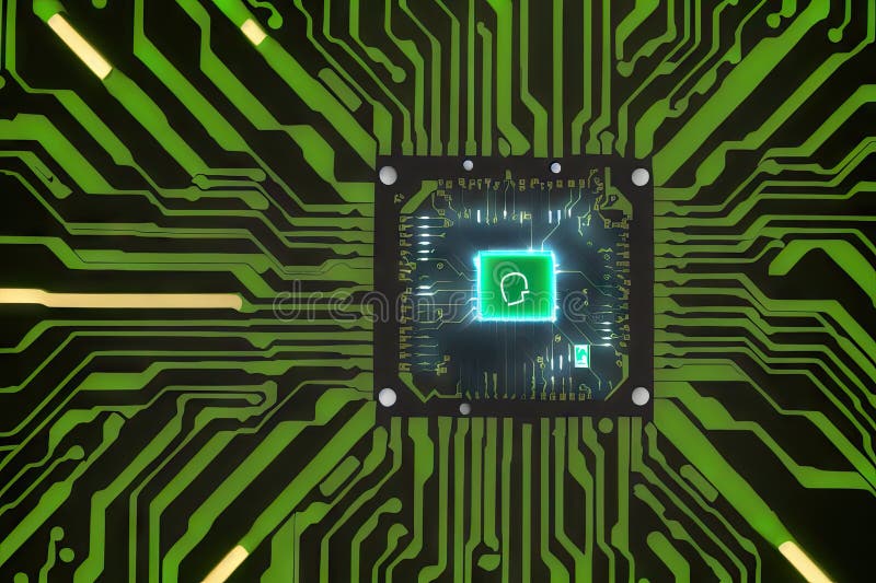 Circuit Board, Chip Processor, Mainboard and Code Programmer. Blue and ...