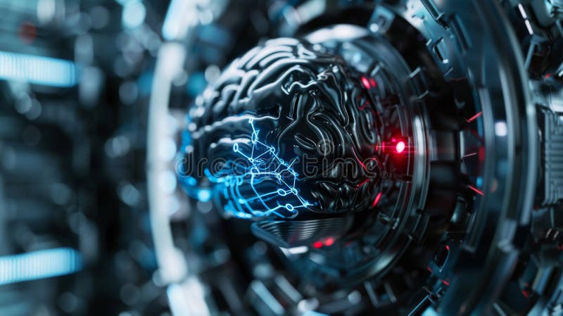 Futuristic Artificial Intelligence Brain Concept in Cyberspace Stock ...