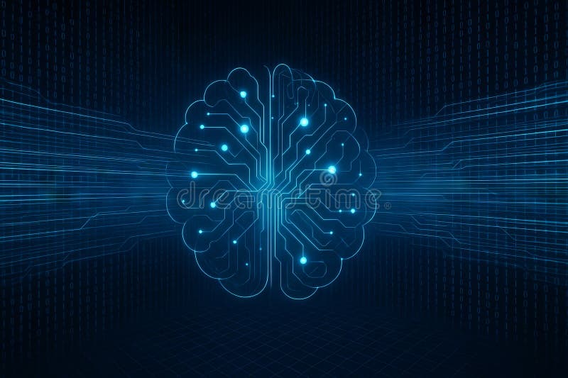 Futuristic Artificial Intelligence Brain with Digital Circuitry Illustration Representing Ai ...