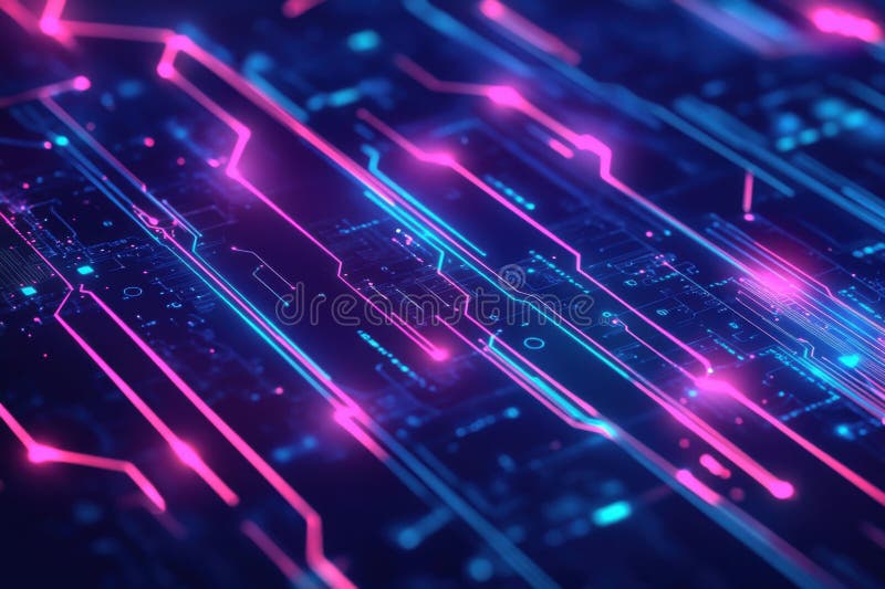 Futuristic Artificial Intelligence Circuit Design with Neon Electric ...