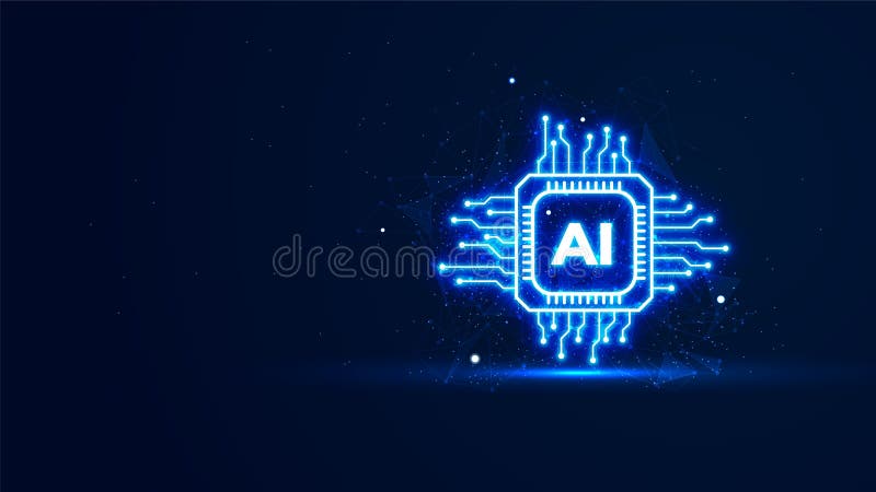 Glowing AI Chipset Processor and Circuits. Futuristic Artificial Intelligence CPU with ...
