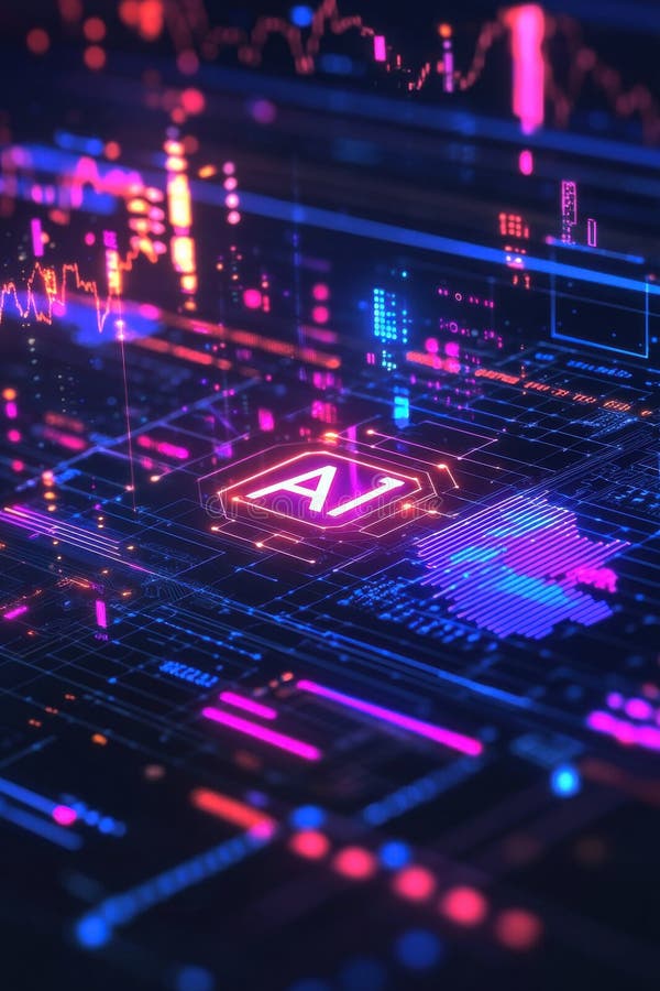 Futuristic Artificial Intelligence Interface with Vibrant Digital ...