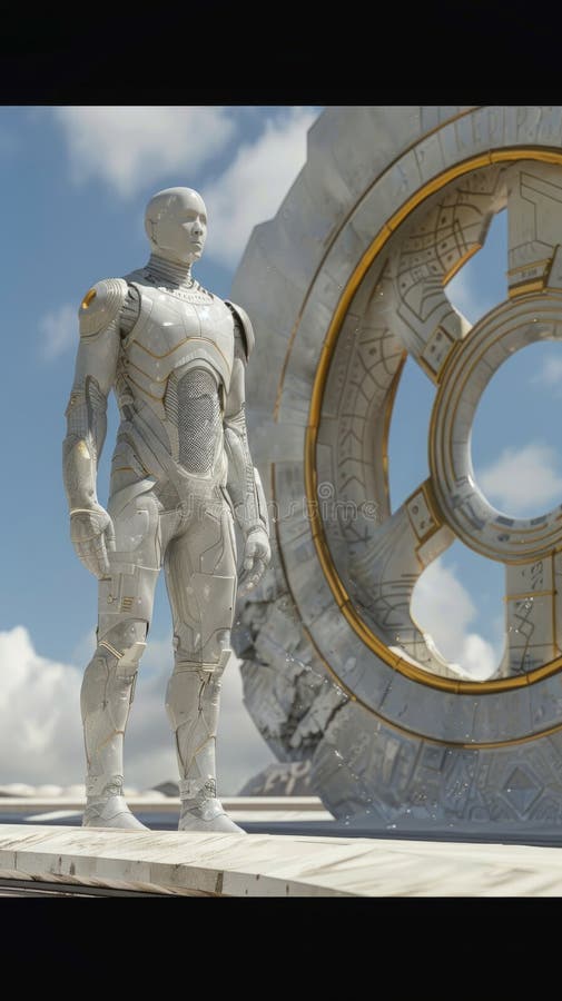 Futuristic Artificial Intelligence Robot in Sci-fi Environment with ...