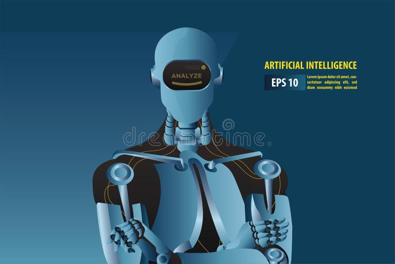 Futuristic Artificial Intelligence Robot Style Vector Illustration ...
