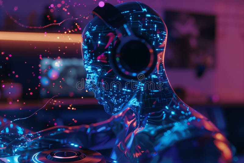 Techno Music Robot Intelligence Stock Illustrations – 85 Techno Music ...