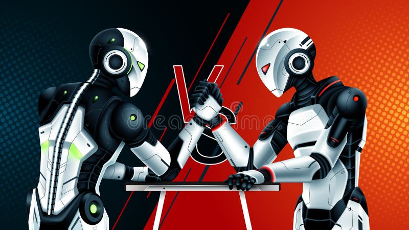 Futuristic Artificial Intelligence Robots Engaged in Arm Wrestling ...