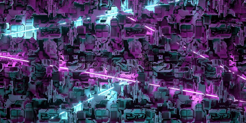 Futuristic Artificial Intelligence Sci Fi Computer Board with Ne Stock ...