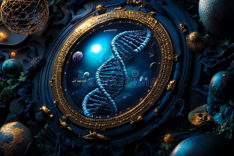 Futuristic Artistic Representation of DNA in a Cosmic Setting with ...