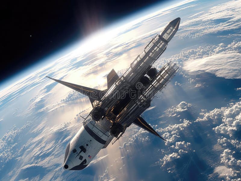 Futuristic AI Space Shuttle Launching Stock Illustration - Illustration ...