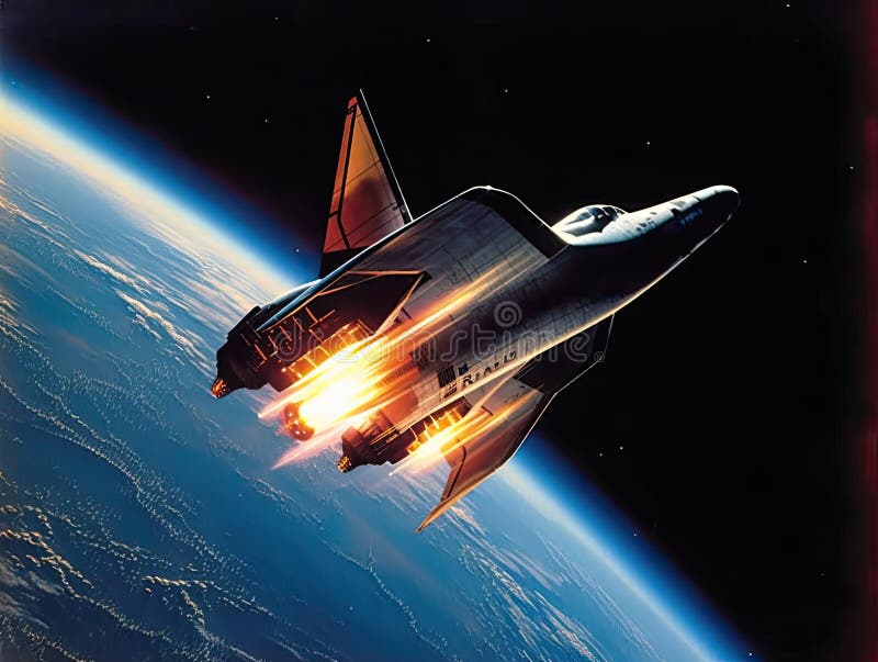 Futuristic AI Space Shuttle Launching Stock Illustration - Illustration ...