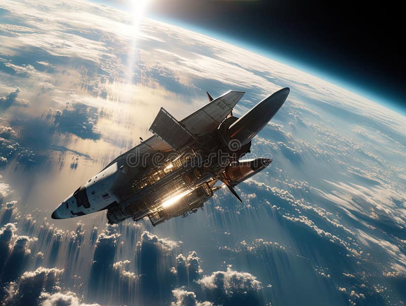 Futuristic AI Space Shuttle Launching Stock Illustration - Illustration ...