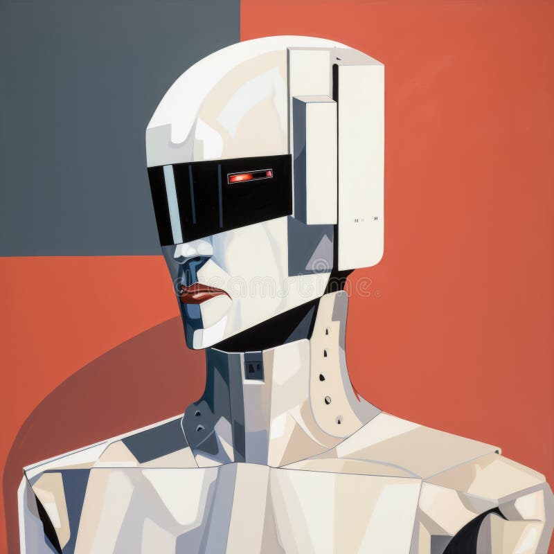 Futuristic Artworks: Robot Man in Minimalist Design Stock Illustration ...
