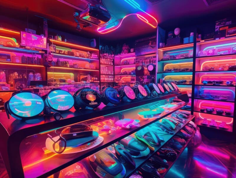 Futuristic Neonlit Scifi Sports Arena Stock Illustration - Illustration ...