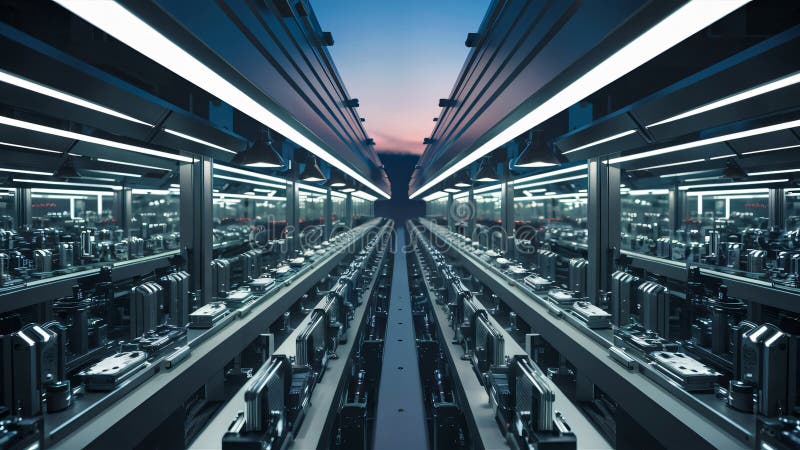 Futuristic Assembly Line, High-Tech Manufacturing High Quality Image ...