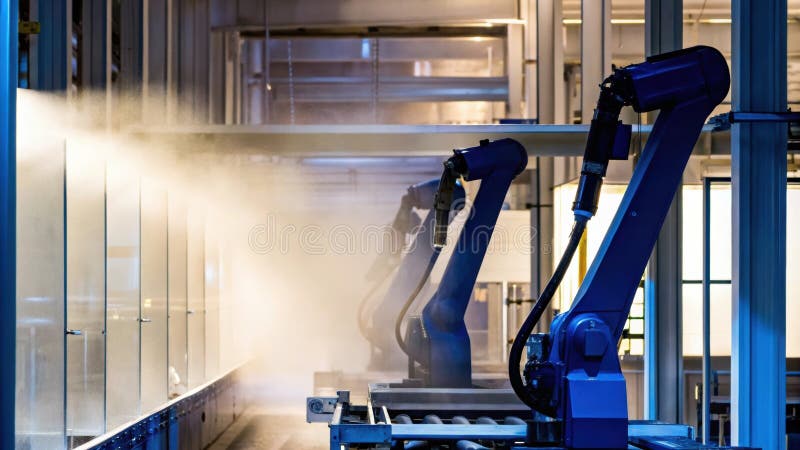 A Futuristic Assembly Line Where Robotic Arms Incorporate Ecofriendly ...