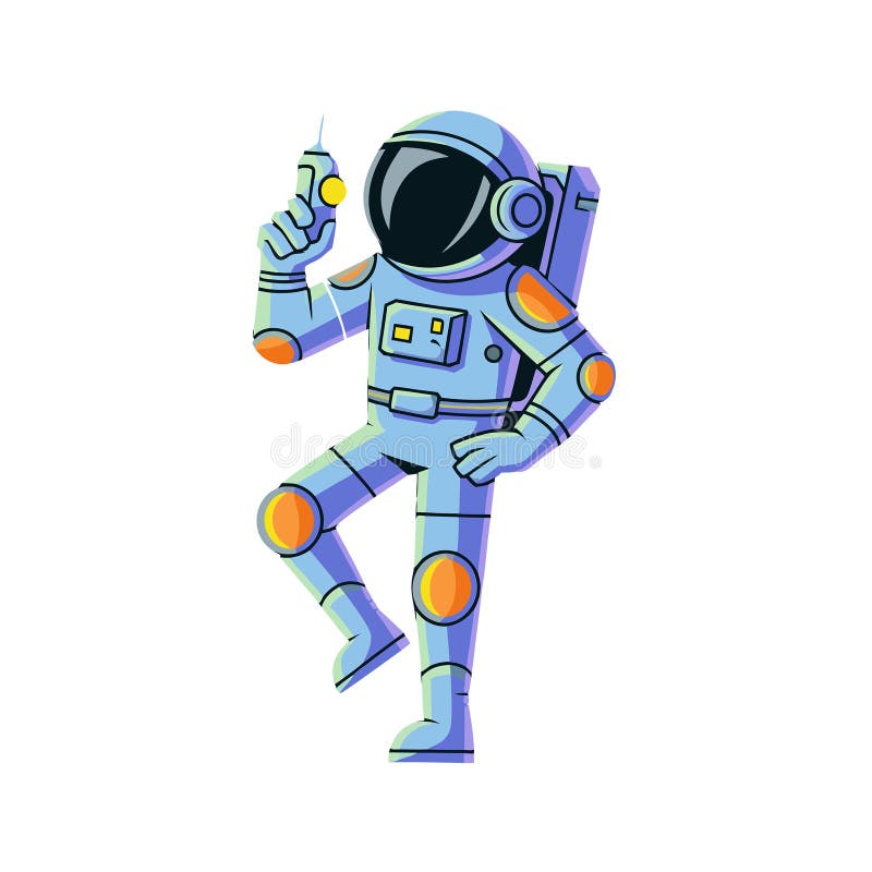Futuristic Astronaut Character with Space Gun Vector Illustration for ...