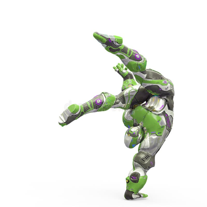 Futuristic Astronaut is Doing a Street Dance Pose in White Background ...