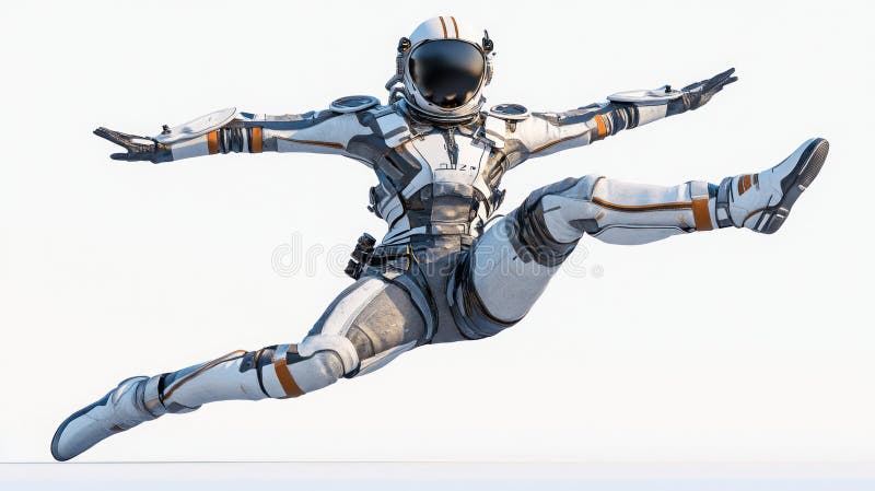 A Futuristic Astronaut in a Dynamic Pose, Showcasing Advanced Space ...
