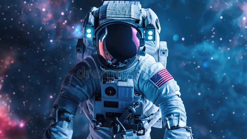 Futuristic Astronaut Exploring Deep Space Nebulae with Stars and ...
