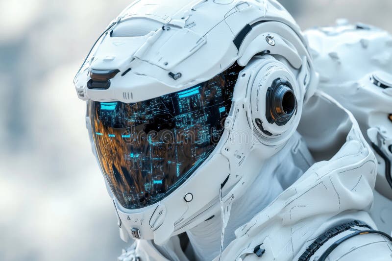 Futuristic Astronaut Helmet with Advanced Technology Displays during a ...