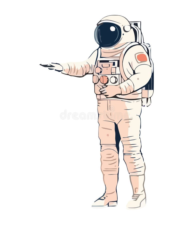 Futuristic Astronaut Standing with Equipment Stock Vector ...