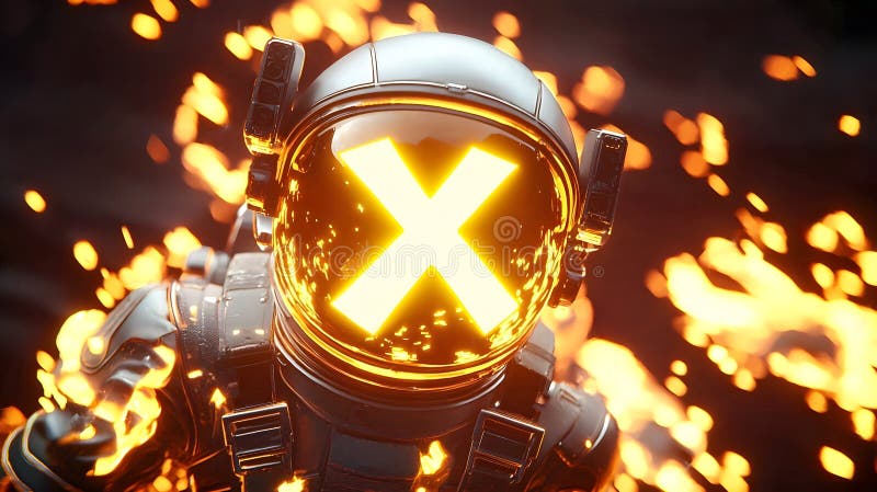 Futuristic Astronaut Suit with Fiery Background. Stock Illustration ...