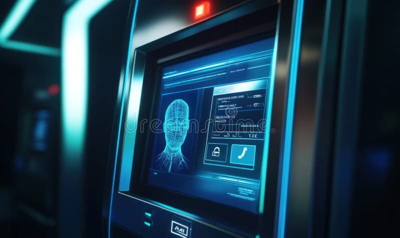 Futuristic ATM with Facial Recognition Technology Display Stock Image ...